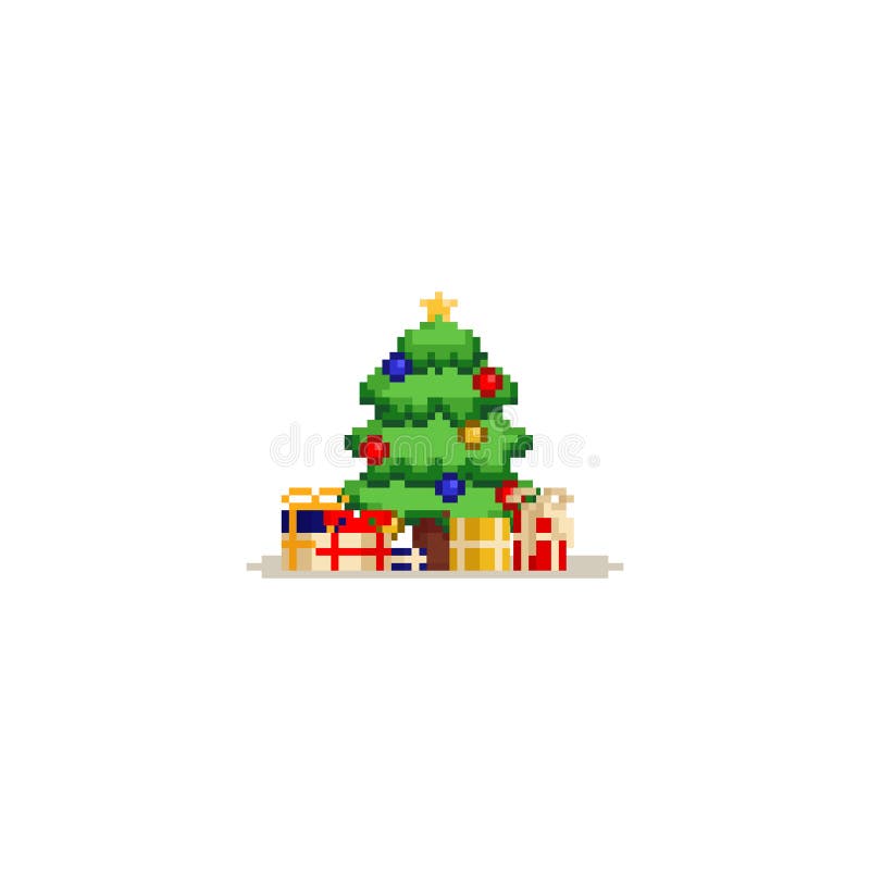Pixel christmas tree stock illustration. Illustration of pixel - 1397806
