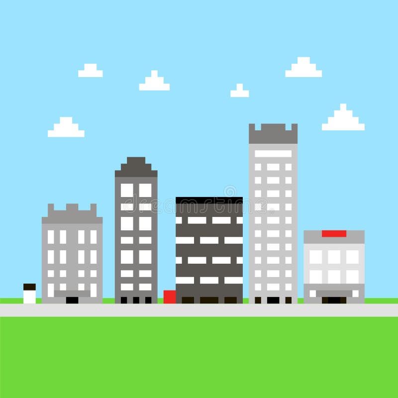 Pixel Buildings stock vector. Illustration of modern - 51194472
