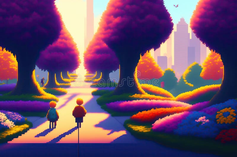 Pixel Art of City Road Trip Stock Vector - Illustration of landscape ...