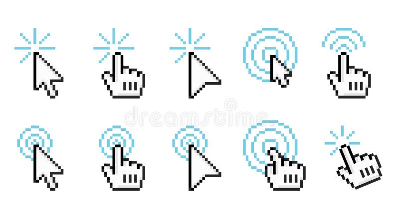 Pixel click icons stock vector. Illustration of clicking - 206095233