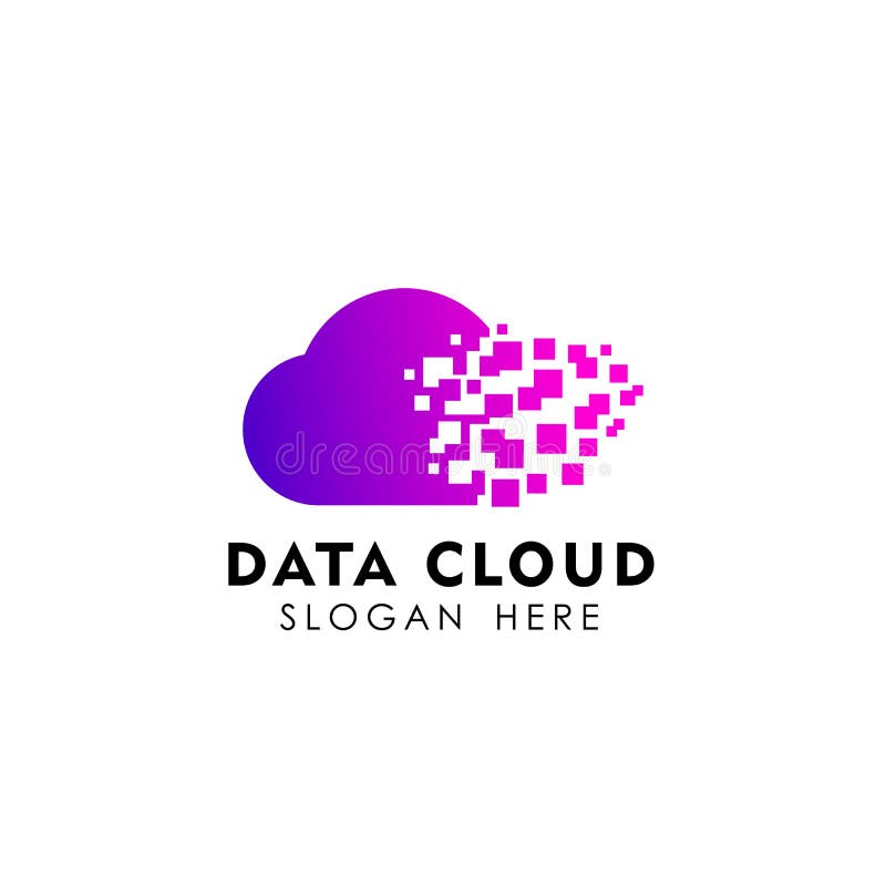 Pixel Cloud Logo Design Template. Data Server Cloud Logo Vector Stock Vector - Illustration of ...