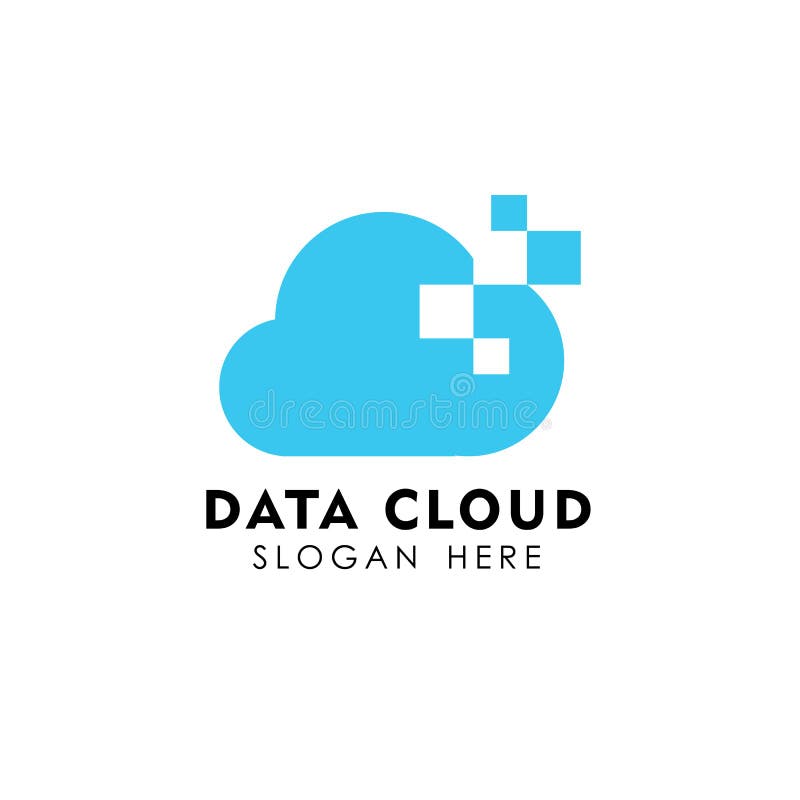Pixel Cloud Logo Design Template. Data Server Cloud Logo Vector Stock Vector - Illustration of ...