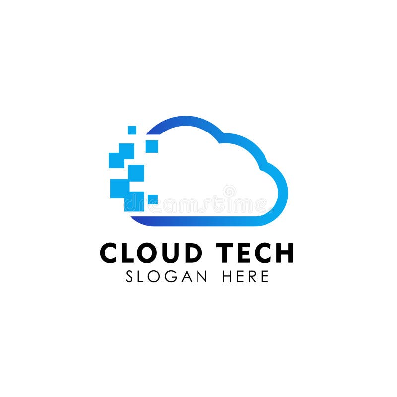 Pixel Cloud Logo Design Template. Data Server Cloud Logo Vector Stock Vector - Illustration of ...