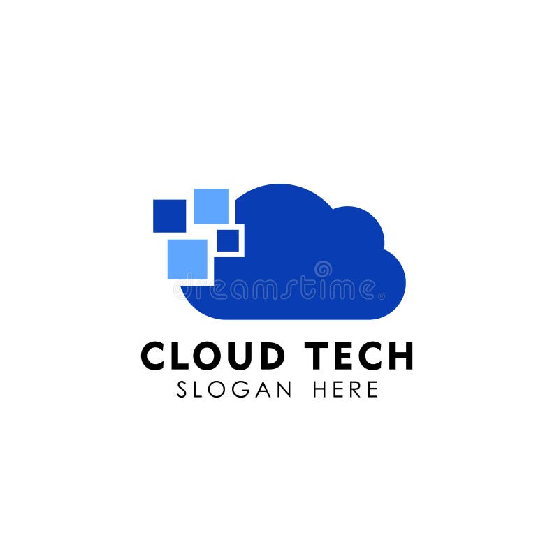Pixel Cloud Logo Design Template. Data Server Cloud Logo Vector Stock Vector - Illustration of ...