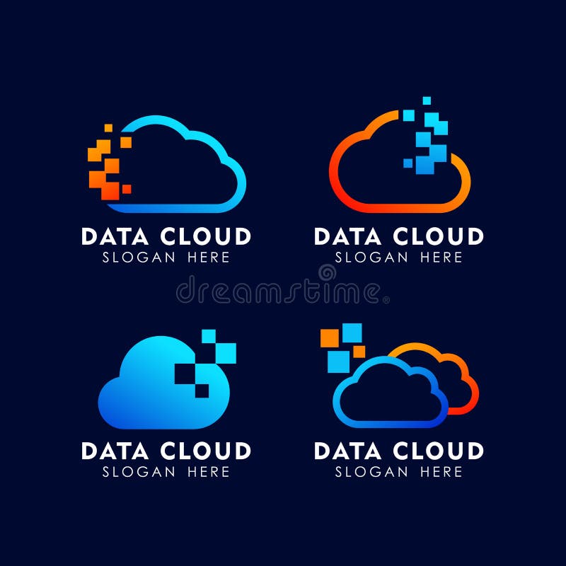 Pixel Cloud Logo Design Template. Cloud Tech Logo Design. Cloud Tech ...