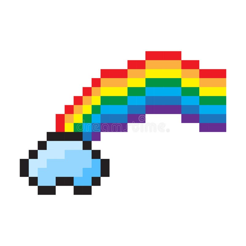 Pixel Cloud Rainbow. Retro Game Style. Colorful Vector Illustration ...