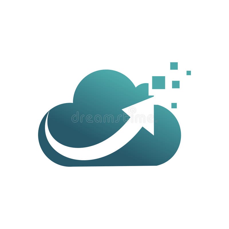 Pixel Cloud Up Arrow Internet Data Technology Logo Stock Vector ...