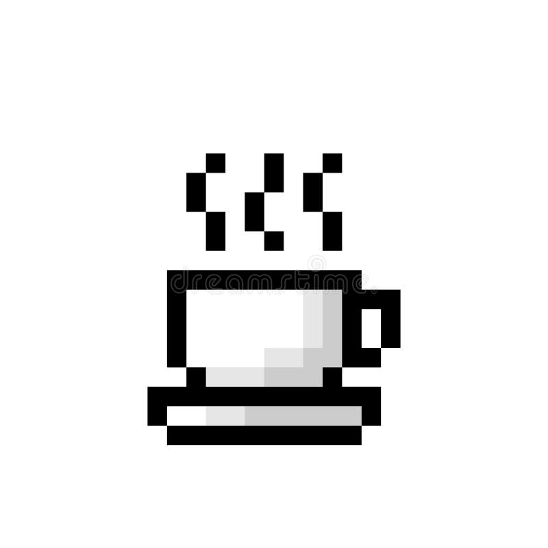 Pixel Art Man and a Mug of Coffee Stock Vector - Illustration of smiley ...