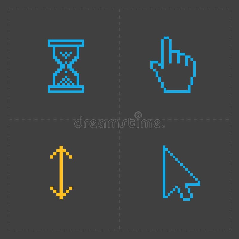 Pixel Colorful Cursors Icons on Black.Vector Stock Vector ...