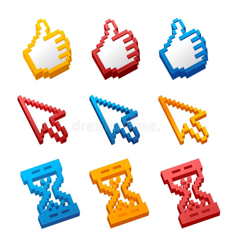 Pixel Computer Cursor Color Set. Vector Stock Vector - Illustration of ...