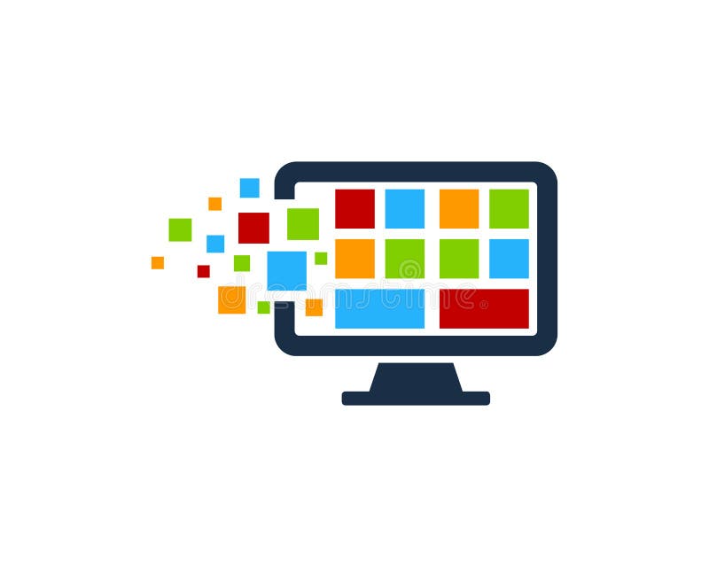 Pixel Computer Icon Logo Design Element Stock Vector - Illustration of ...