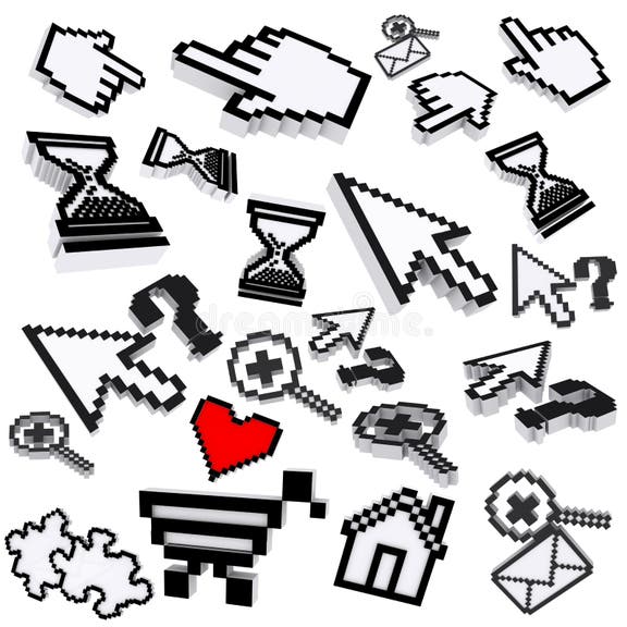 Pixel computer icons stock illustration. Illustration of digitally ...