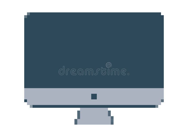 Pixel Computer Monitor Game. 8-bit Display on White Background. 90s ...