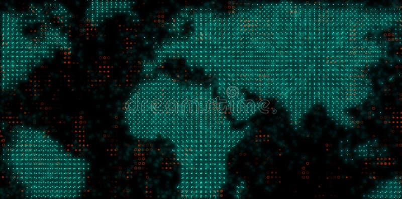 Pixel, Connection and Digital Map of World for Future Technology, Cyber ...