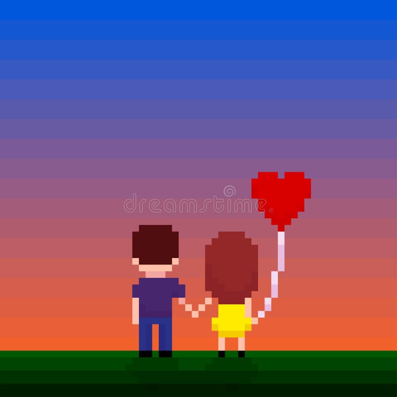 Pixel Art Couple stock vector. Illustration of graphic - 111957431