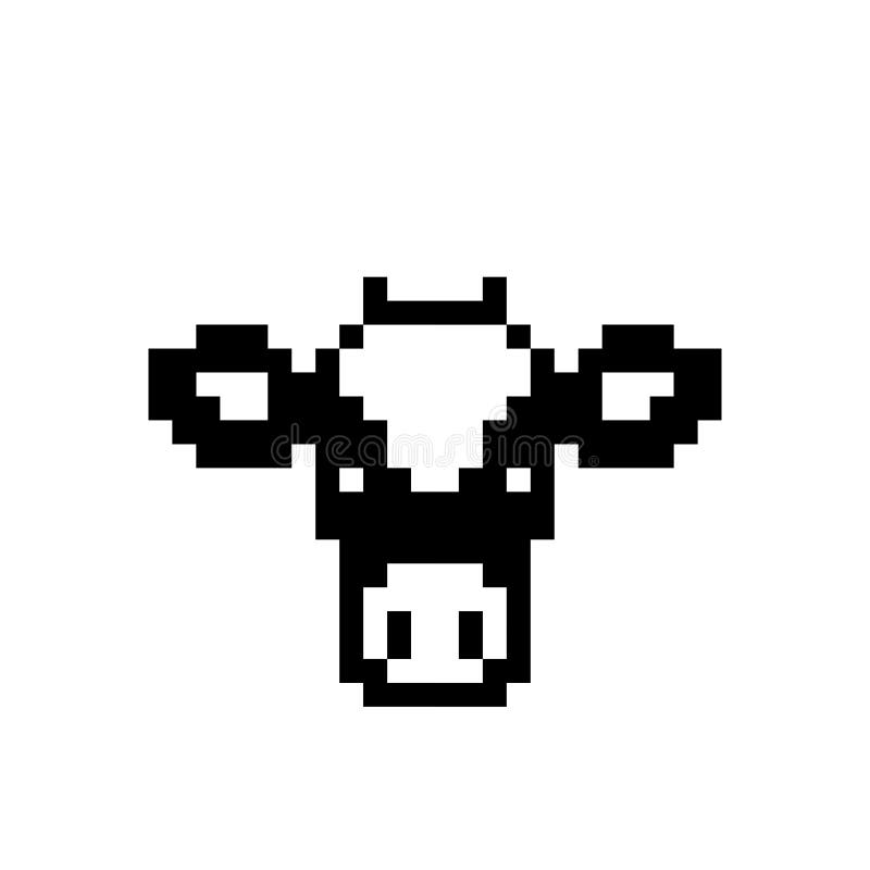 Pixel Head a Cow Image for 8 Bit Games Stock Vector - Illustration of ...
