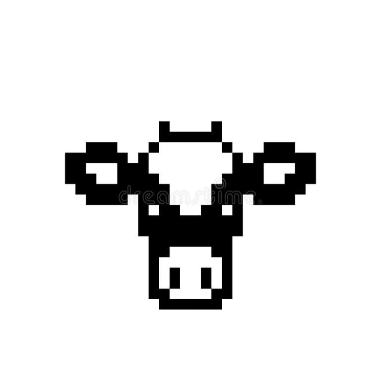 Pixel Head a Cow Image for 8 Bit Games Stock Vector - Illustration of ...