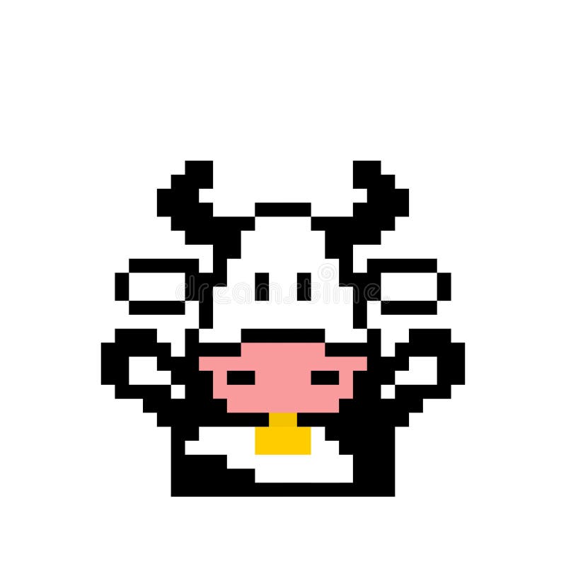 Pixel Cow Image for 8 Bit Games Stock Vector - Illustration of pixel ...