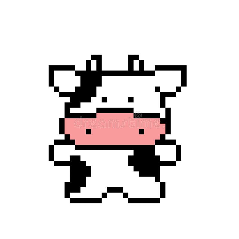 Pixel Cow Image for 8 Bit Games Stock Vector - Illustration of filled ...
