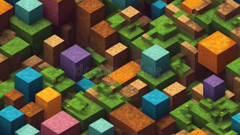 Pixel Craft Style Cubes . Concept of Game Ground Pixelated Craft ...