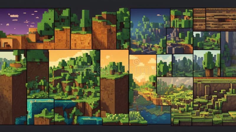 Pixel Craft Style Cubes . Concept of Game Ground Pixelated Craft ...