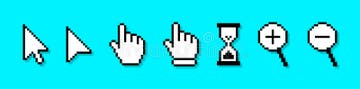 Pixel Cursor or Computer Mouse Pointer Icons Set. Pixel Art Cursors ...