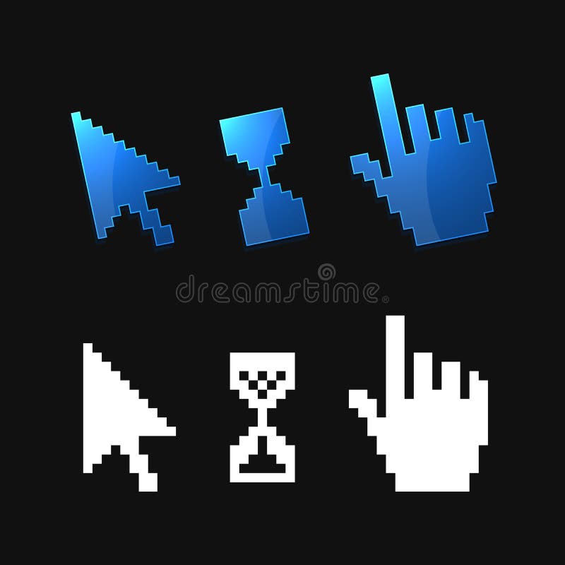 Pixel 3d cursors icons stock vector. Illustration of hold - 39648675