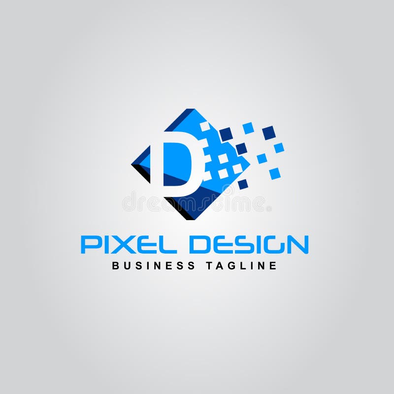 D Pixel Logo Modern Creative Alphabet Letter Design Vector Icon Stock ...