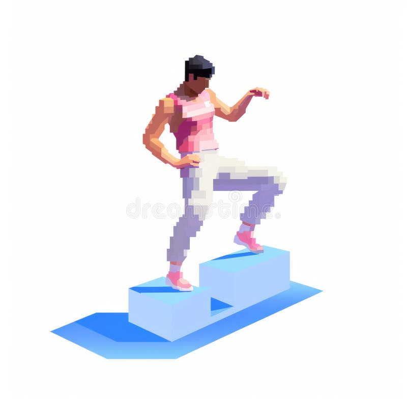 Pixel Dancer: Isometric Hyper-realistic Pop Art on a Platform Stock ...