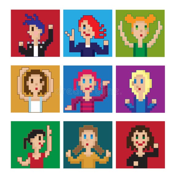 Pixel dancing girls stock vector. Illustration of girl - 43175089