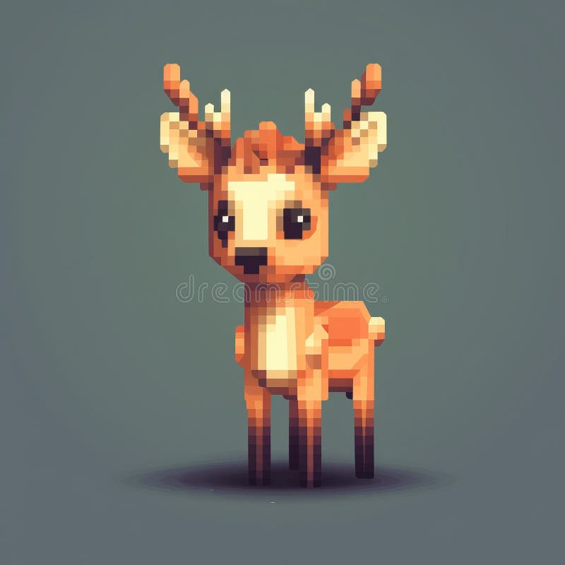 Pixel Art Deer: Cute Minecraft Character in Vintage Minimalist Style ...