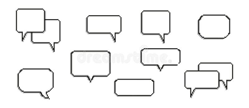 Pixel Dialogue Box. Chat Speech. Communication Box. Dialog Cloud. 8-bit ...