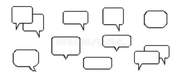 Pixel Dialogue Box. Chat Speech. Communication Box. Dialog Cloud. 8-bit ...