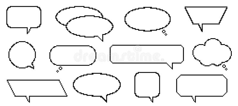Pixel Dialogue Boxes. Retro Video Games Elements, 8 Bit Graphic, Speech ...