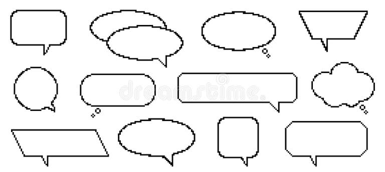 Pixel Dialogue Boxes. Retro Video Games Elements, 8 Bit Graphic, Speech ...