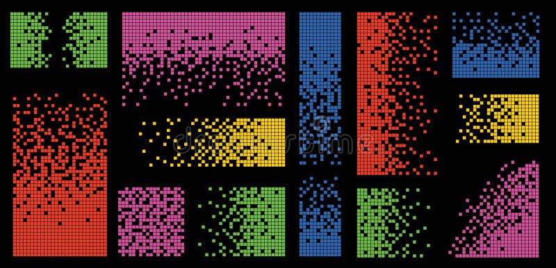 Pixel Disintegration Color Backgrounds. Decay Effect. Dispersed Dotted ...