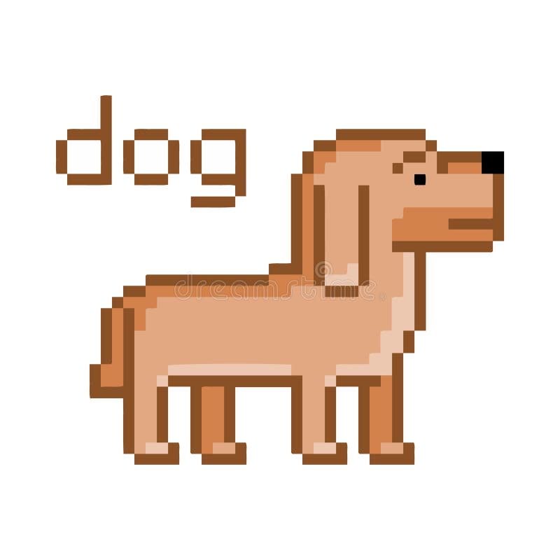 Pixel Dog for 8 Bit Video Game Stock Vector - Illustration of animal ...