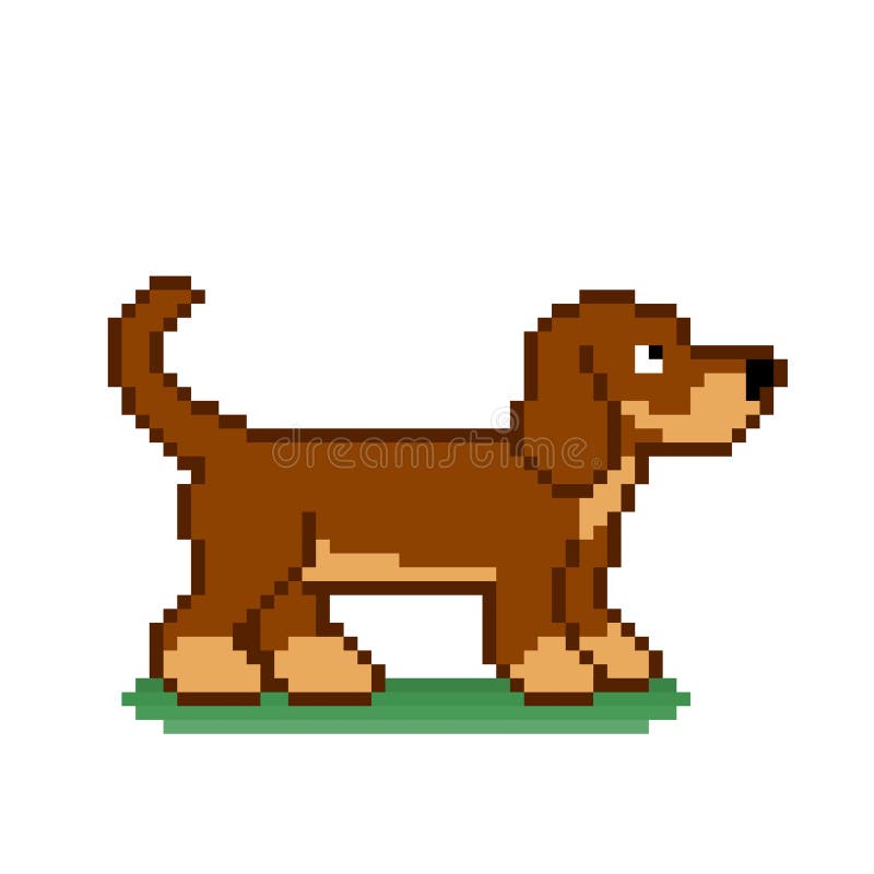 Pixel Dog Image Vector Brown Color Stock Vector - Illustration of pixel ...