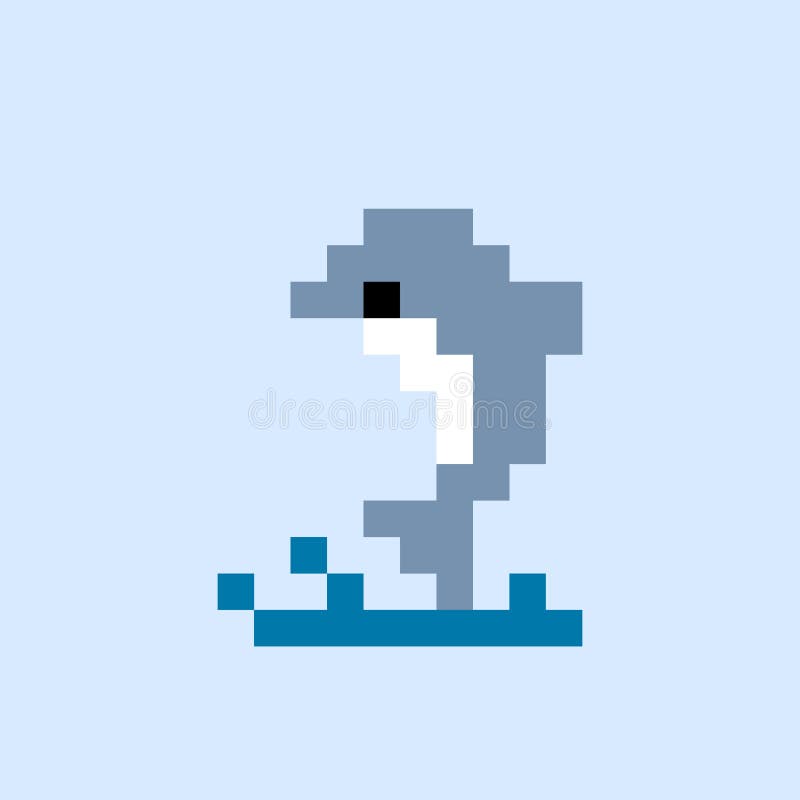 Pixel Dolphin Image Vector Illustration Stock Vector - Illustration of ...