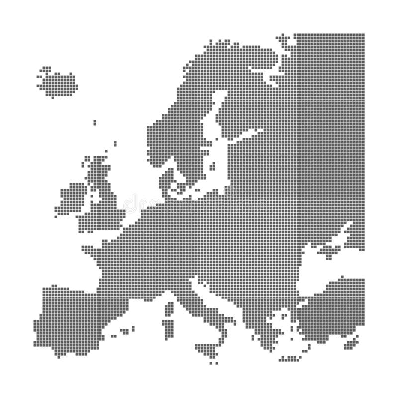 Pixel Dotted Polka Square Dot Map of Europe Stock Illustration ...
