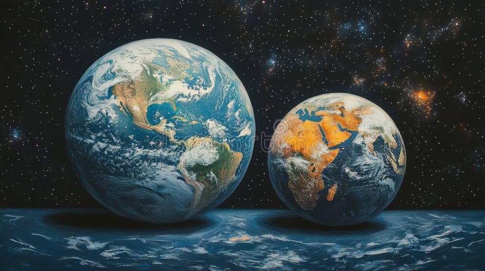 Pixel Earth and Smaller Planet in Space: a Digital Art Visualization ...