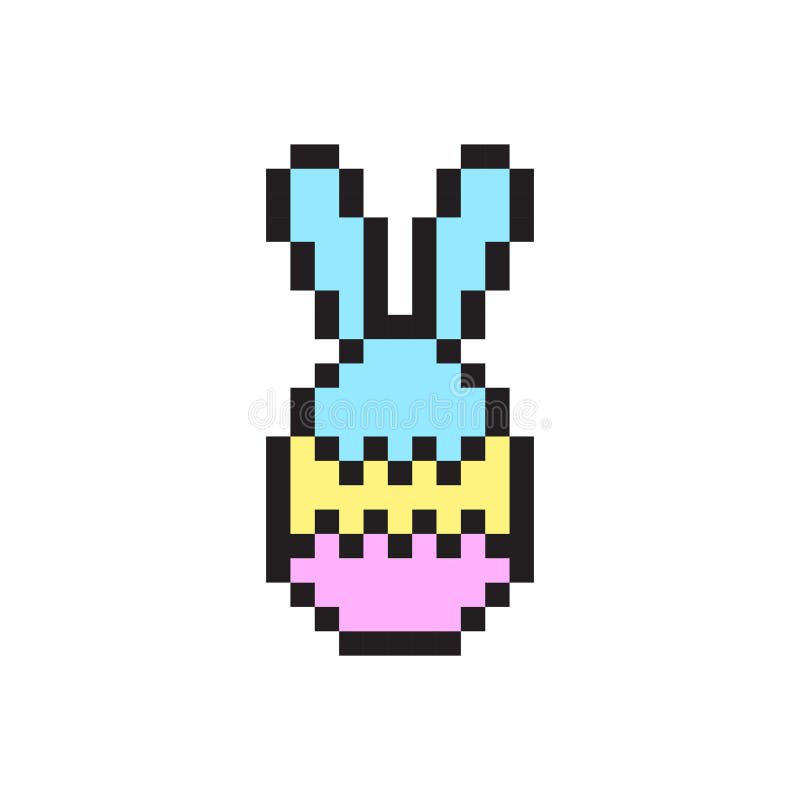 Pixel Easter Egg. Bright Colorful Bunny. Cute Retro Design. Vector Art ...