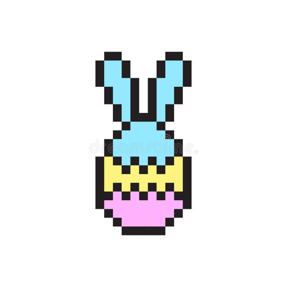 Pixel Easter Egg. Bright Colorful Bunny. Cute Retro Design. Vector Art ...