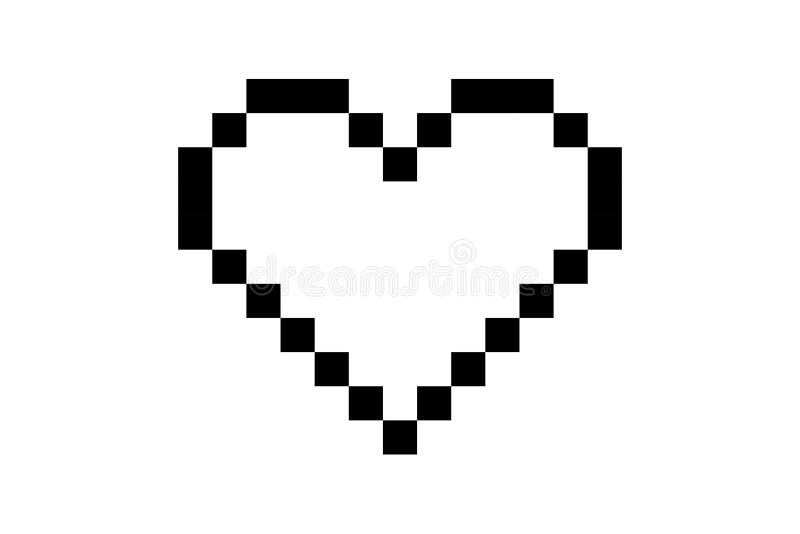 Pixel Element in 8-bit Style Isolated on White Background. Empty Heart ...
