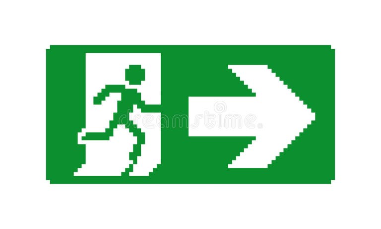 Pixel Emergency Exit Sign. Vector Illustration Stock Vector ...