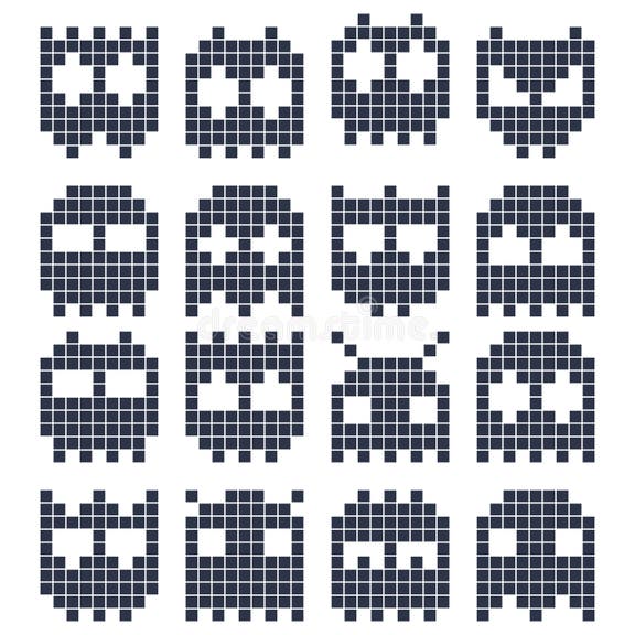 Pixel Enemies for Portable Console Games. Stock Vector - Illustration ...