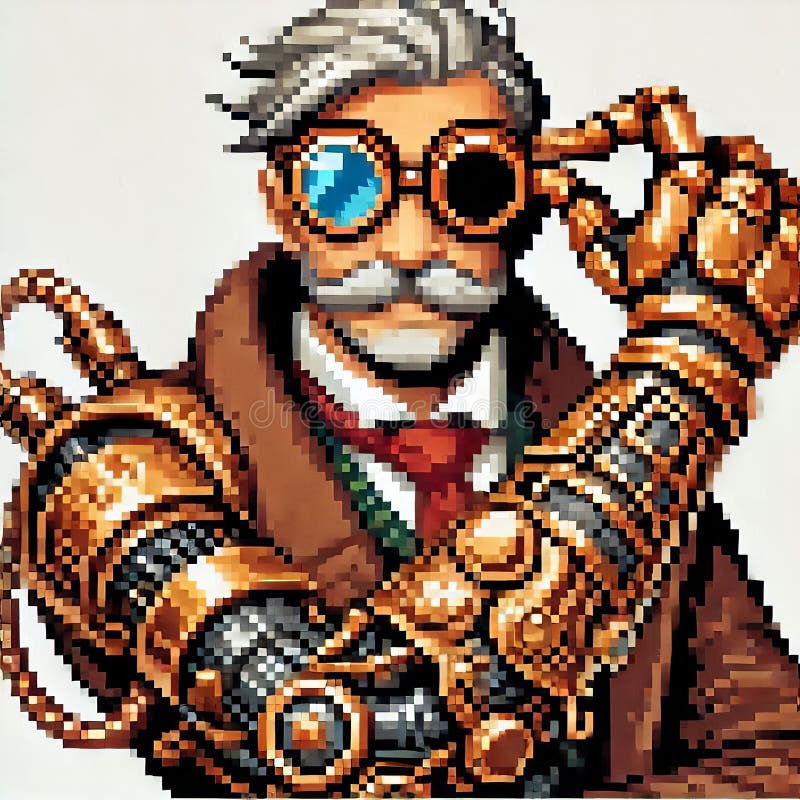 Pixel Engineer with Mechanical Arm Stock Illustration - Illustration of ...