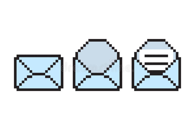 Pixel Envelope Icons. Retro Mail Shapes. Vector Communication Set ...