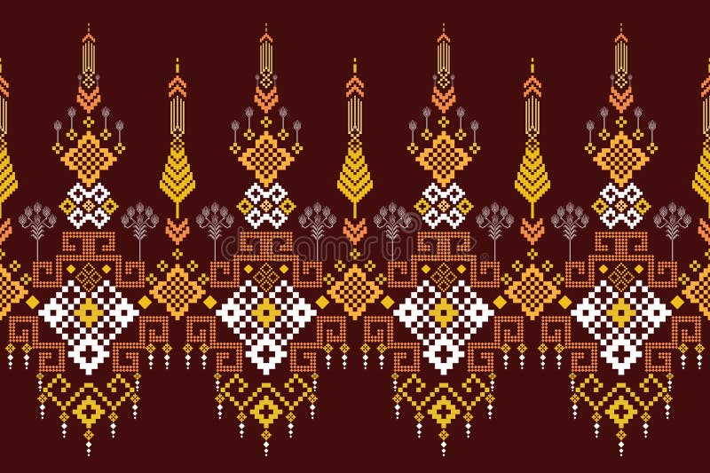 Embroidery Cross Stitch. Ethnic Patterns. Pixel Horizontal Seamless ...