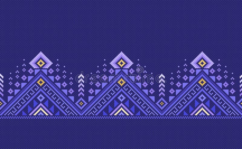 Pixel Ethnic Pattern, Vector Embroidery Abstract Background, Geometric ...
